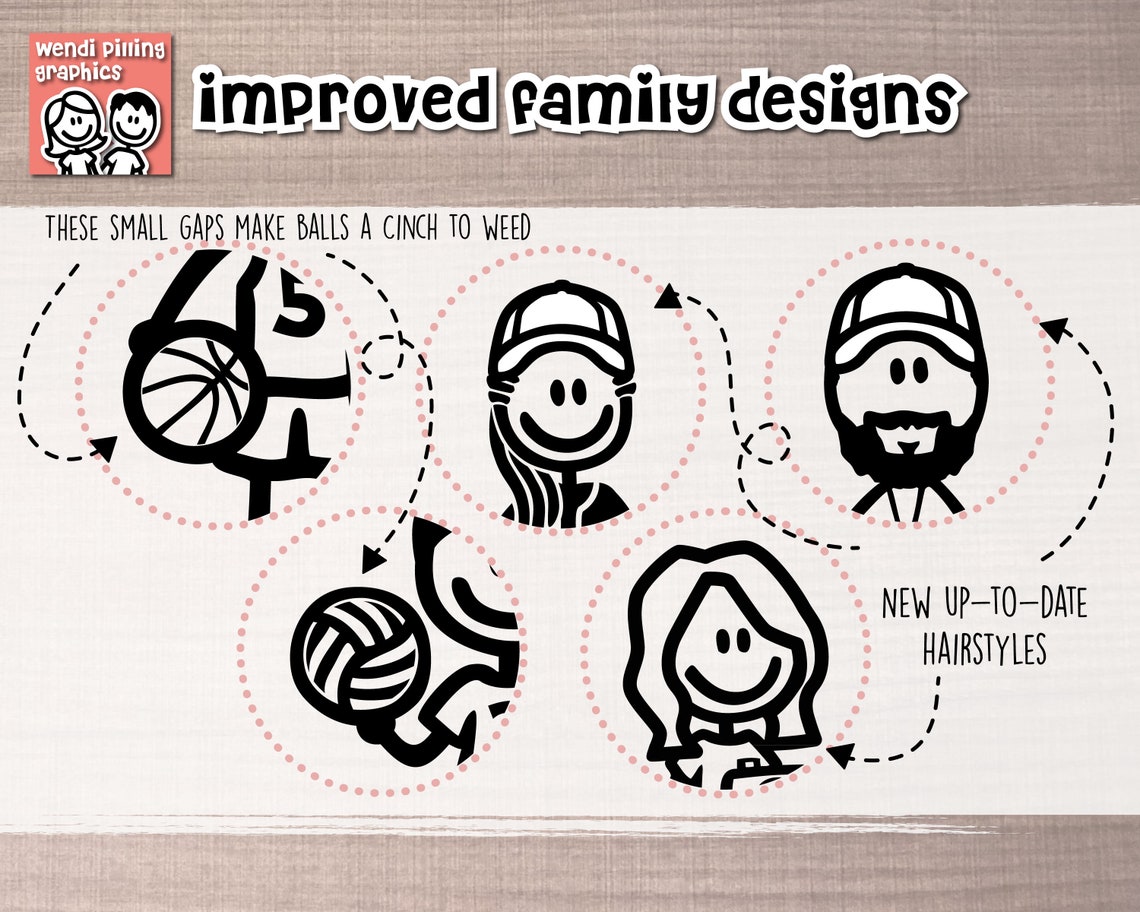 Ball Sports Stick Family SVG Cutting File, Instant Download, Featuring ...