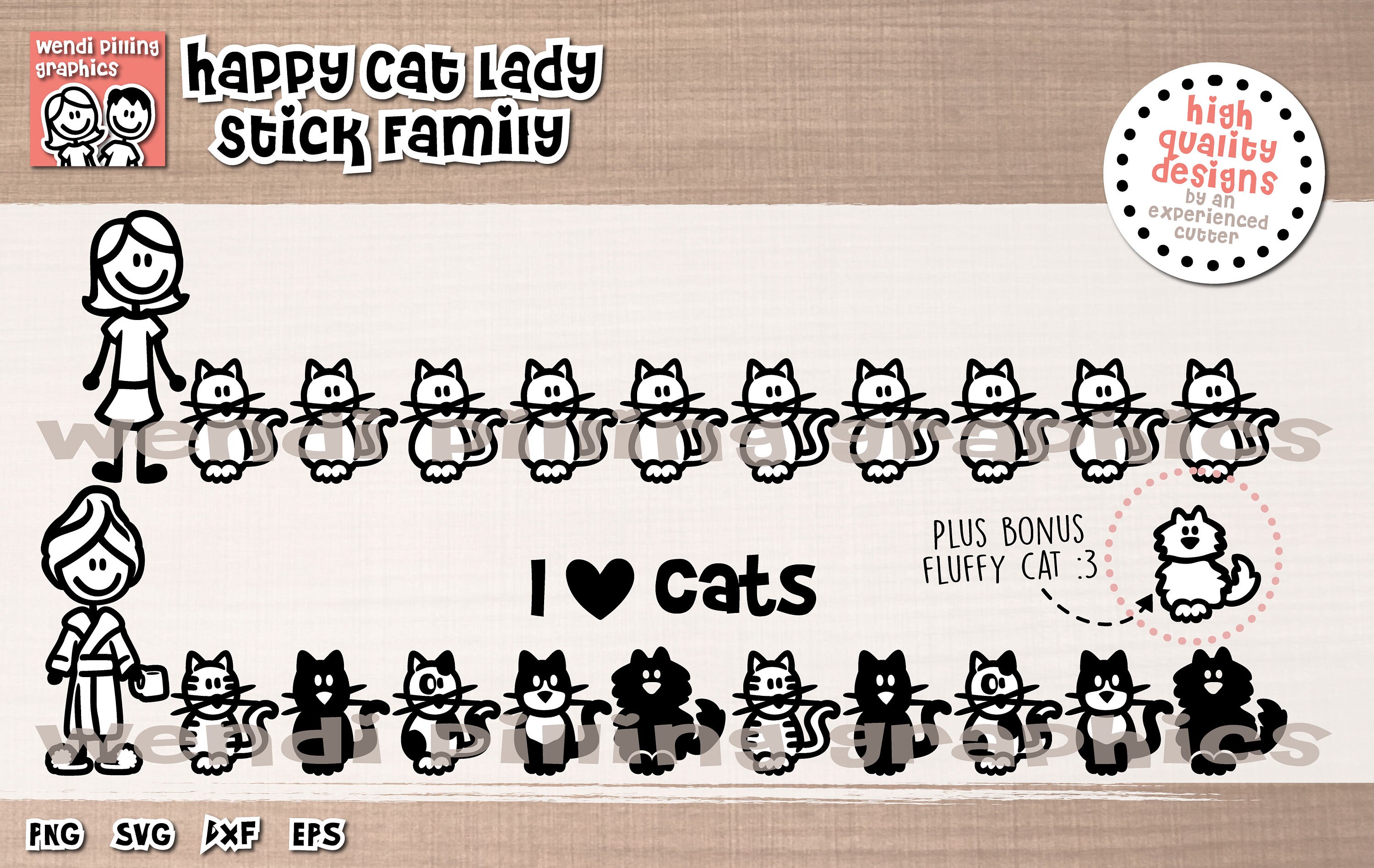 Happy Cat Lady Family Digital File for Cricut and Silhouette - Etsy