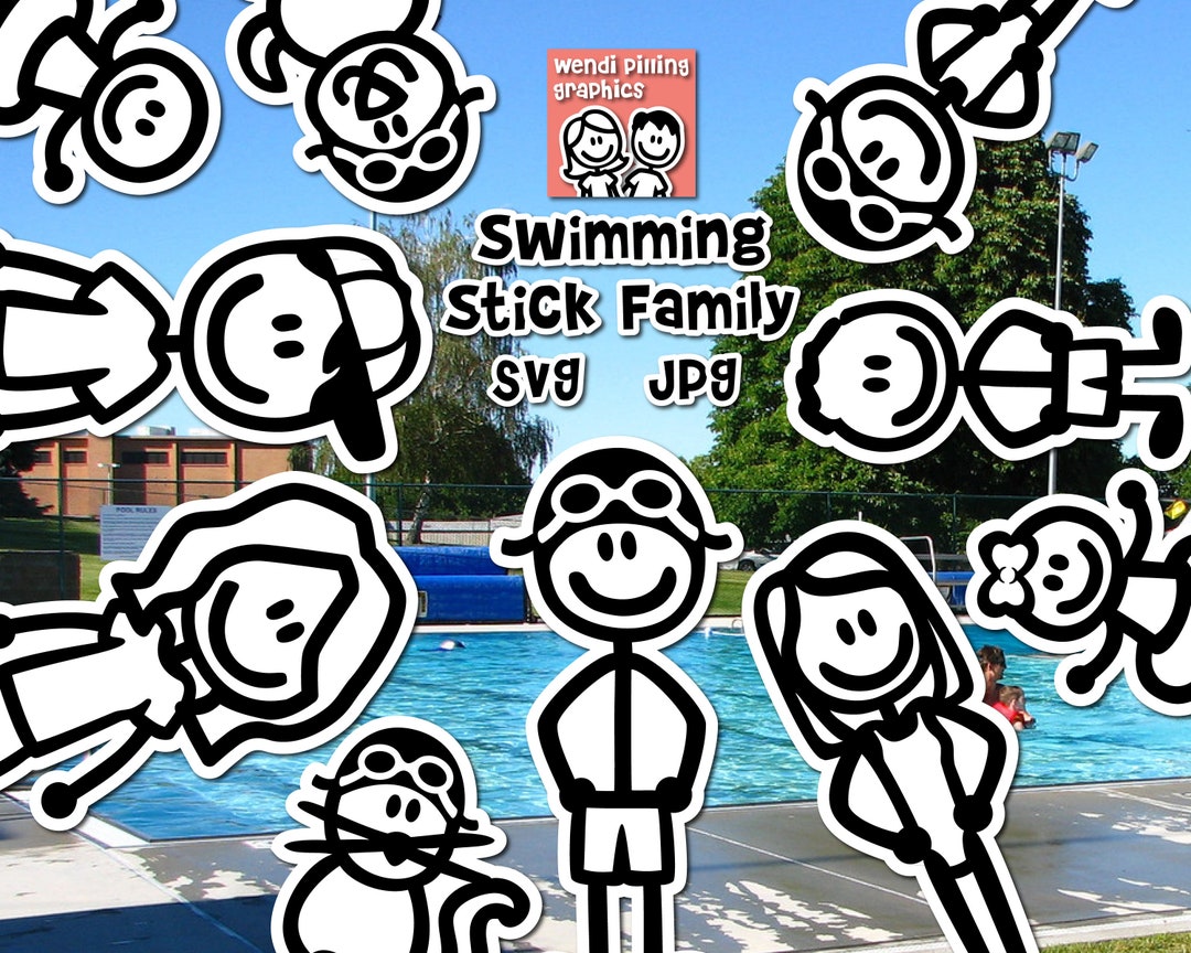 Swimming Stick Family SVG Digital File Instant Download - Etsy
