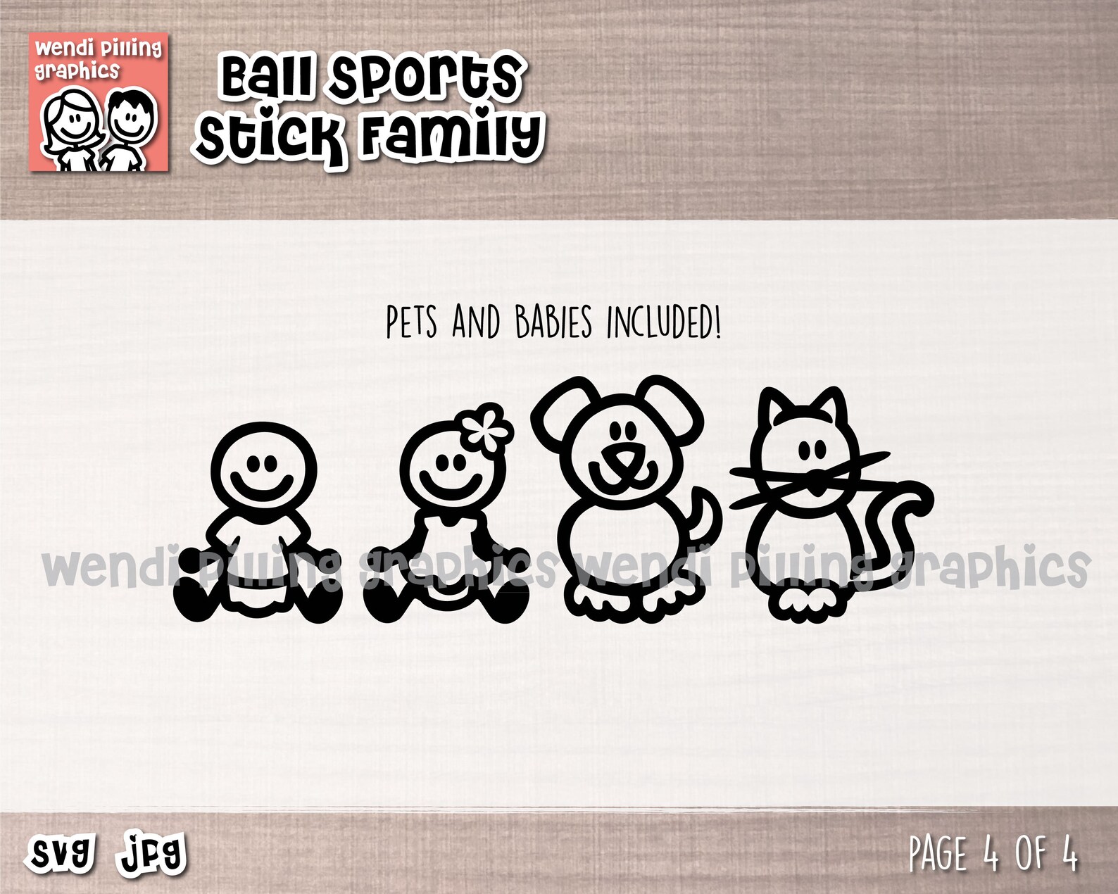 Ball Sports Stick Family SVG Cutting File, Instant Download, Featuring ...