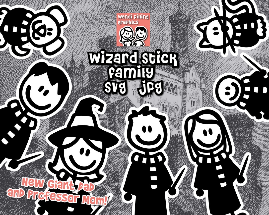 Wizard Stick Family SVG Cutting File for Cricut and Silhouette, Instant ...