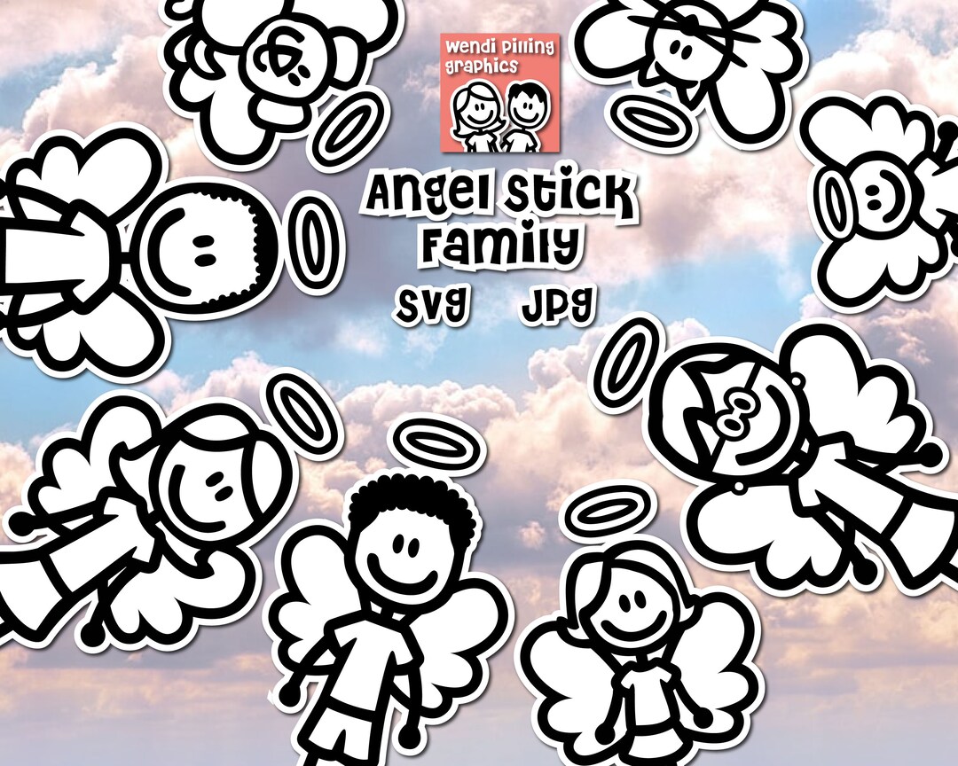 Angel Stick Family Digital Cutting File, Instant Download - Etsy