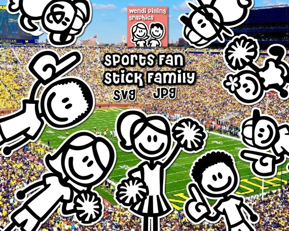 Sports Fan Stick Family SVG Cutting File Instant Download | Etsy