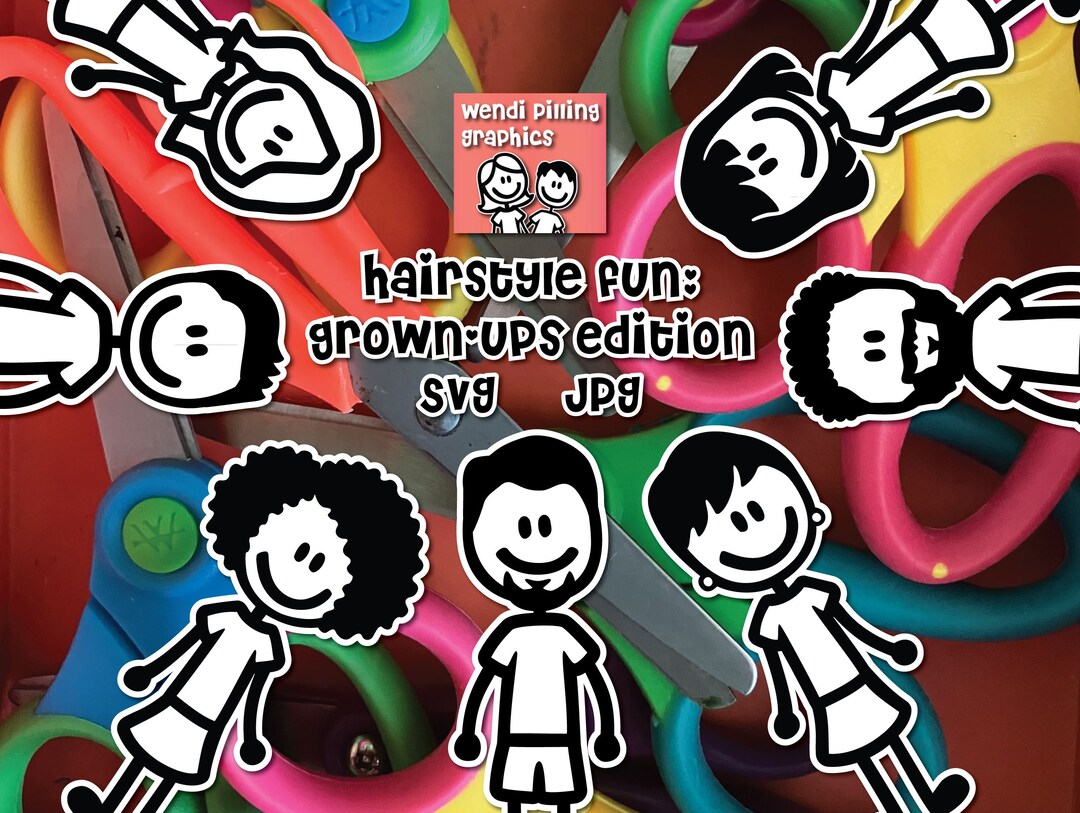 Hairstyle Fun: Grown Ups Edition Stick Family Digital File Instant ...