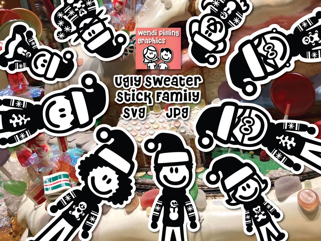 Ugly Sweater Stick Family SVG Cutting File, Instant Download - Etsy