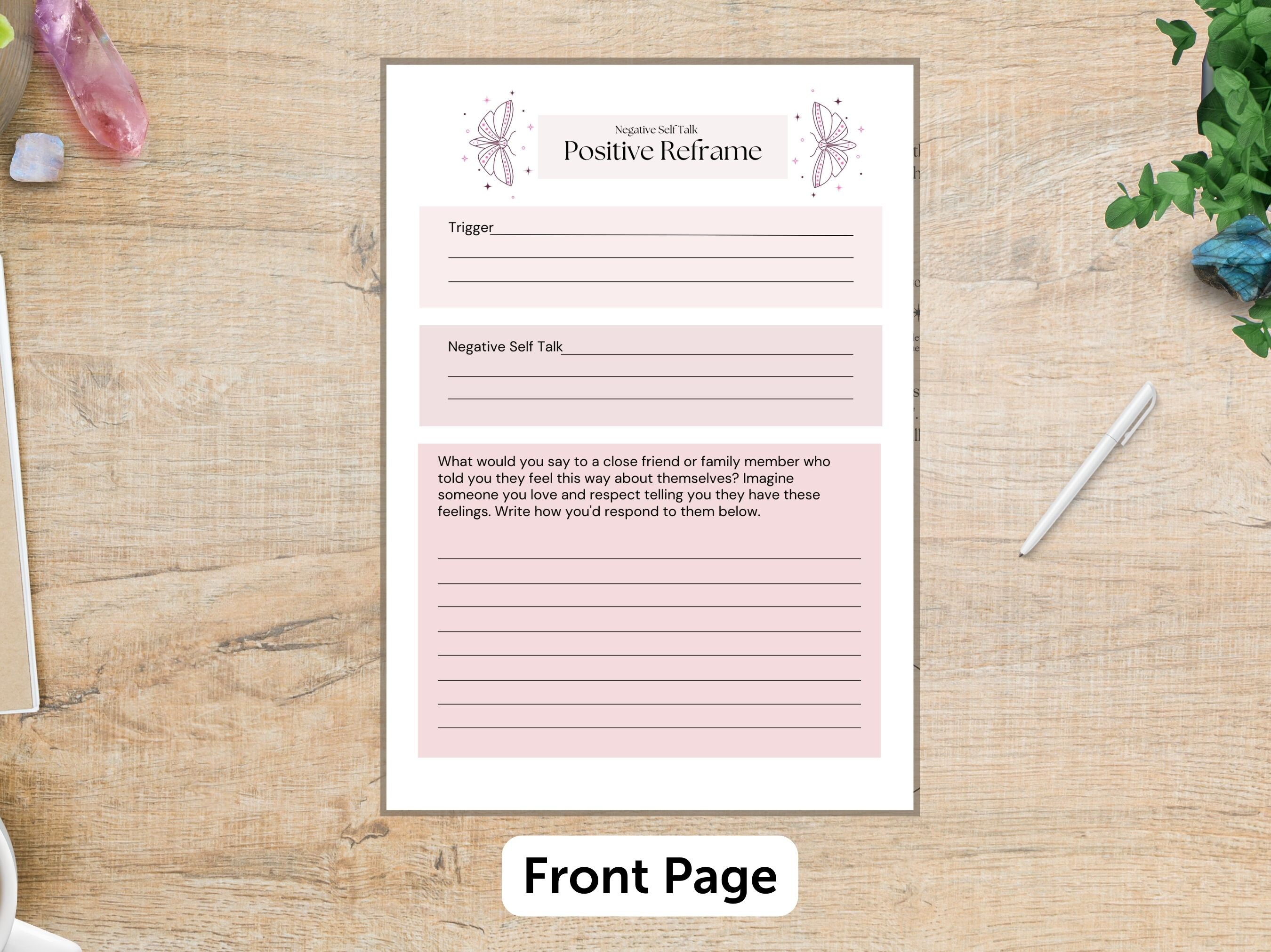 CBT Worksheets Positive Affirmations Art Therapy Journal Pages ...