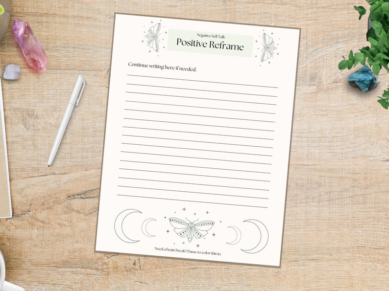 Positive Reframing Worksheet to End Negative Self Talk | CBT Worksheets ...