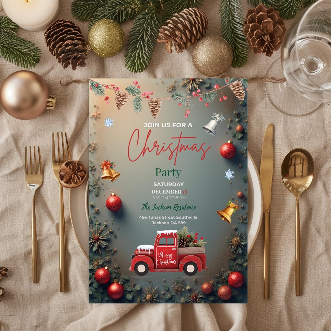Editable Christmas Party Invitation Template | Holiday Invite (digital ...