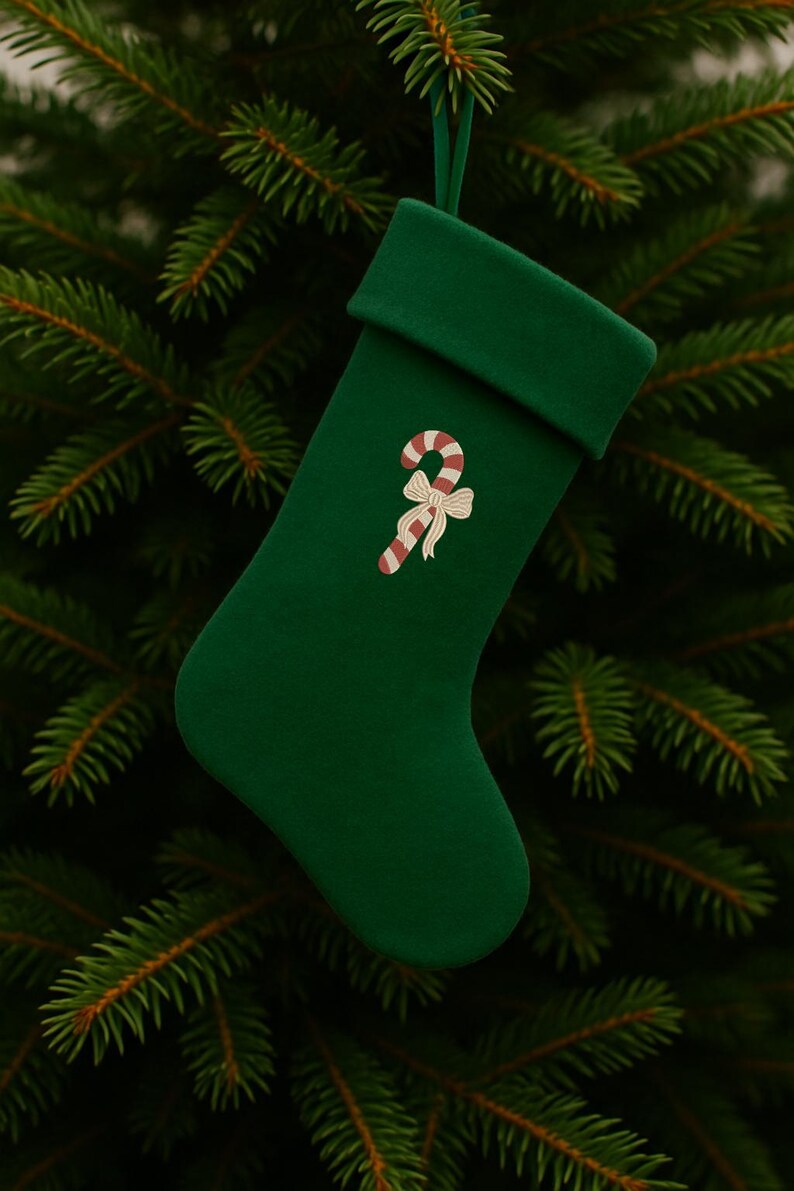 Candy Cane Embroidery Design, Christmas Bow Stitch, Holiday Sweet Treat ...