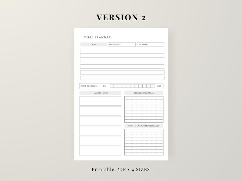 Goal Planner Printable, Goal Setting, Goal Progress Tracker PDF, A4/a5 ...