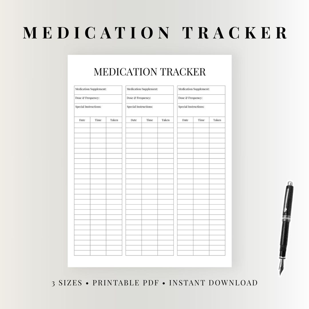 Medication Tracker Printable | Pill & Supplement Log (PDF) - Etsy