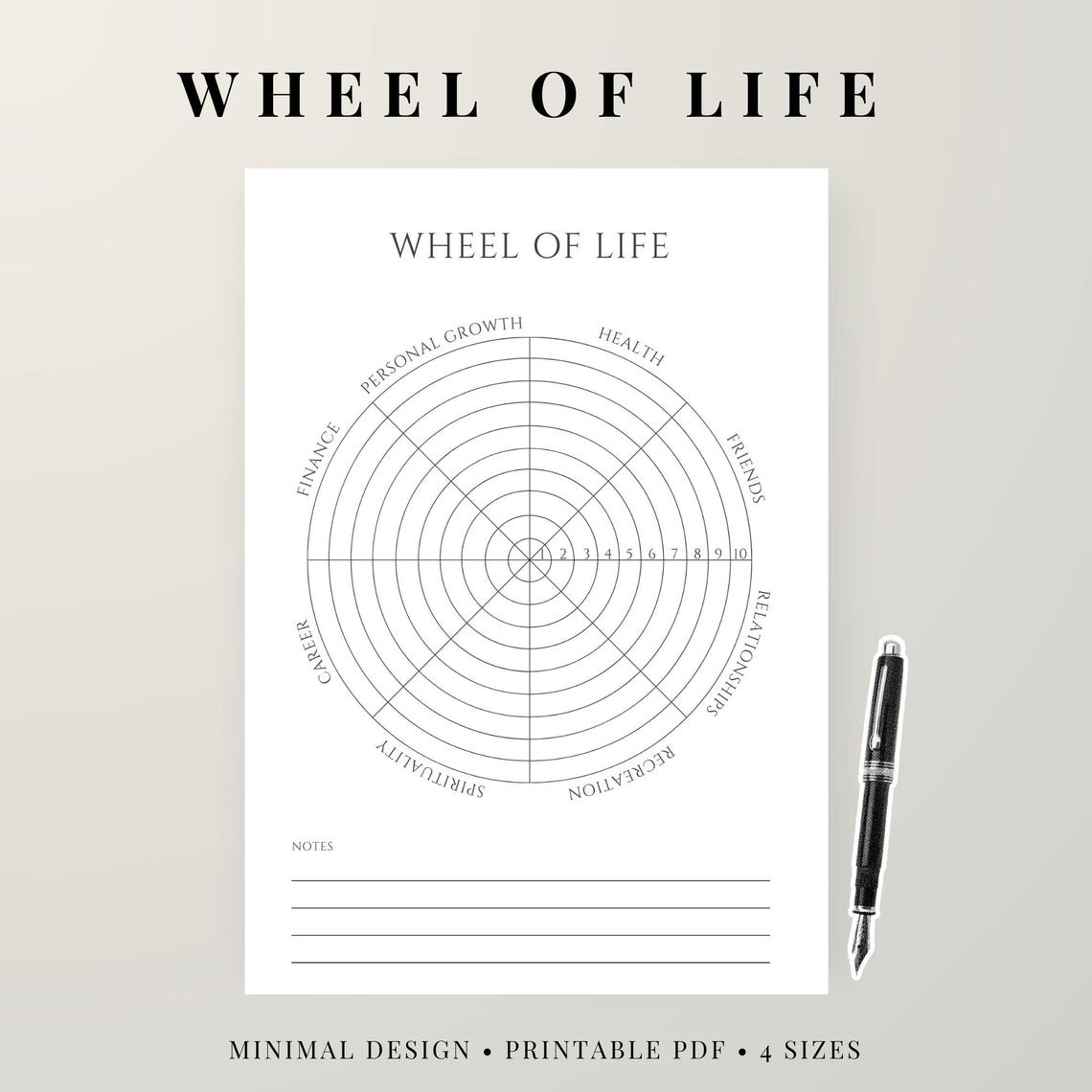 Wheel of Life Printable – Life Balance Assessment Worksheet | Self ...