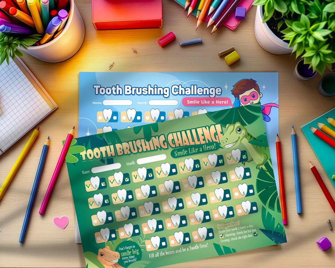 Tooth Brushing Chart Printable | Kids Toothbrush Tracker | Teeth ...