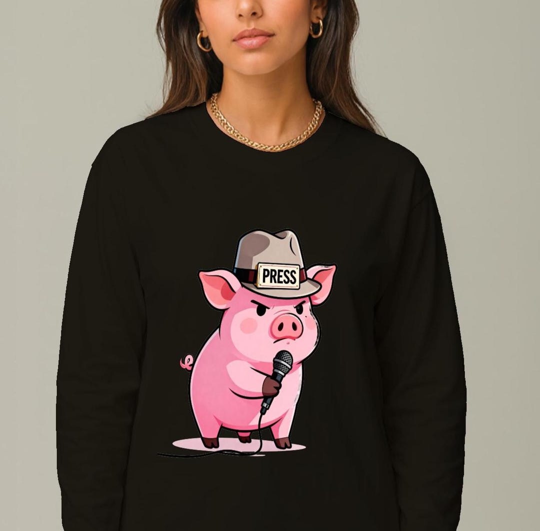 Pig Reporter Long Sleeve T-shirt, Humorous Journalism Tee - Etsy