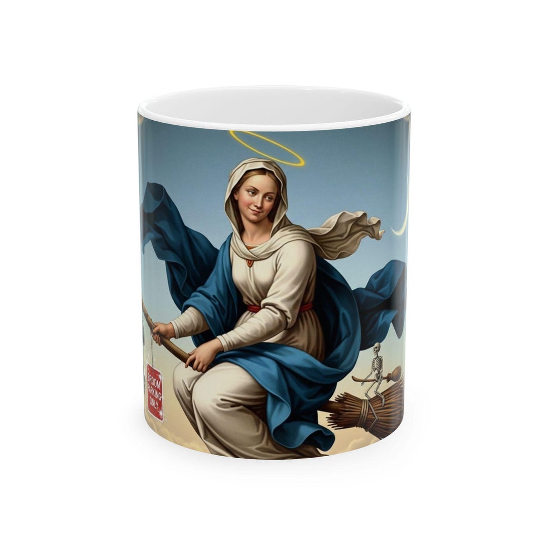 Madonna With Halo and Clouds Mug | Religious Art Ceramic Mug - Etsy