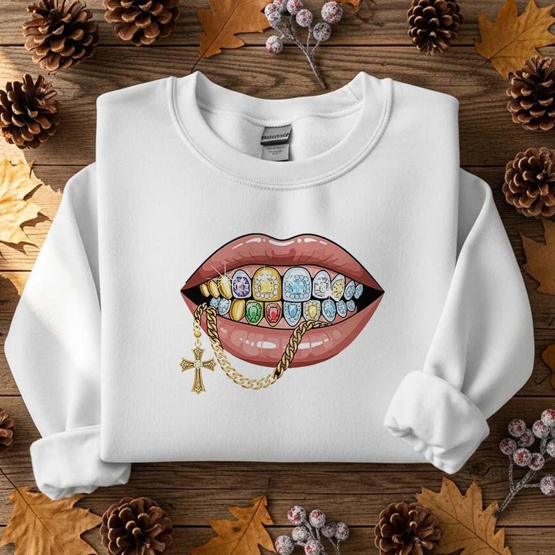 Iced Out Lips PNG – Diamond Grills, Gold Chain, Urban Streetwear ...