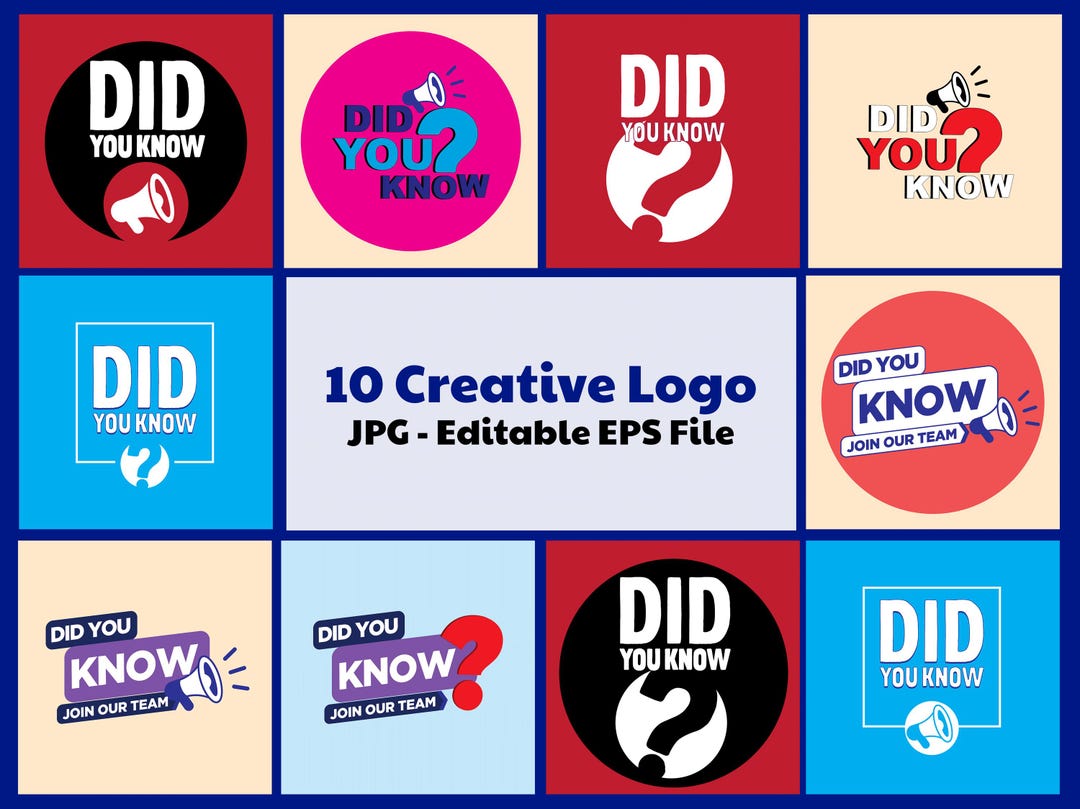 Fun Fact Logo Bundle – Trivia Question Graphics (editable EPS) - Etsy