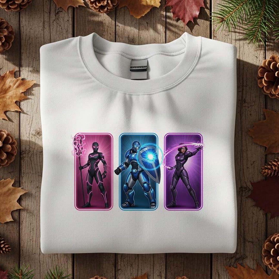 Futuristic RPG Hero Squad PNG - Sci-fi Tank Mage Assassin Sublimation ...