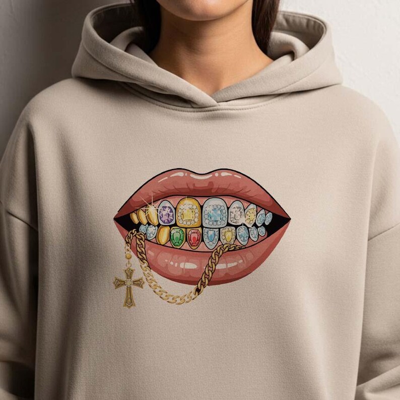 Iced Out Lips PNG – Diamond Grills, Gold Chain, Urban Streetwear ...