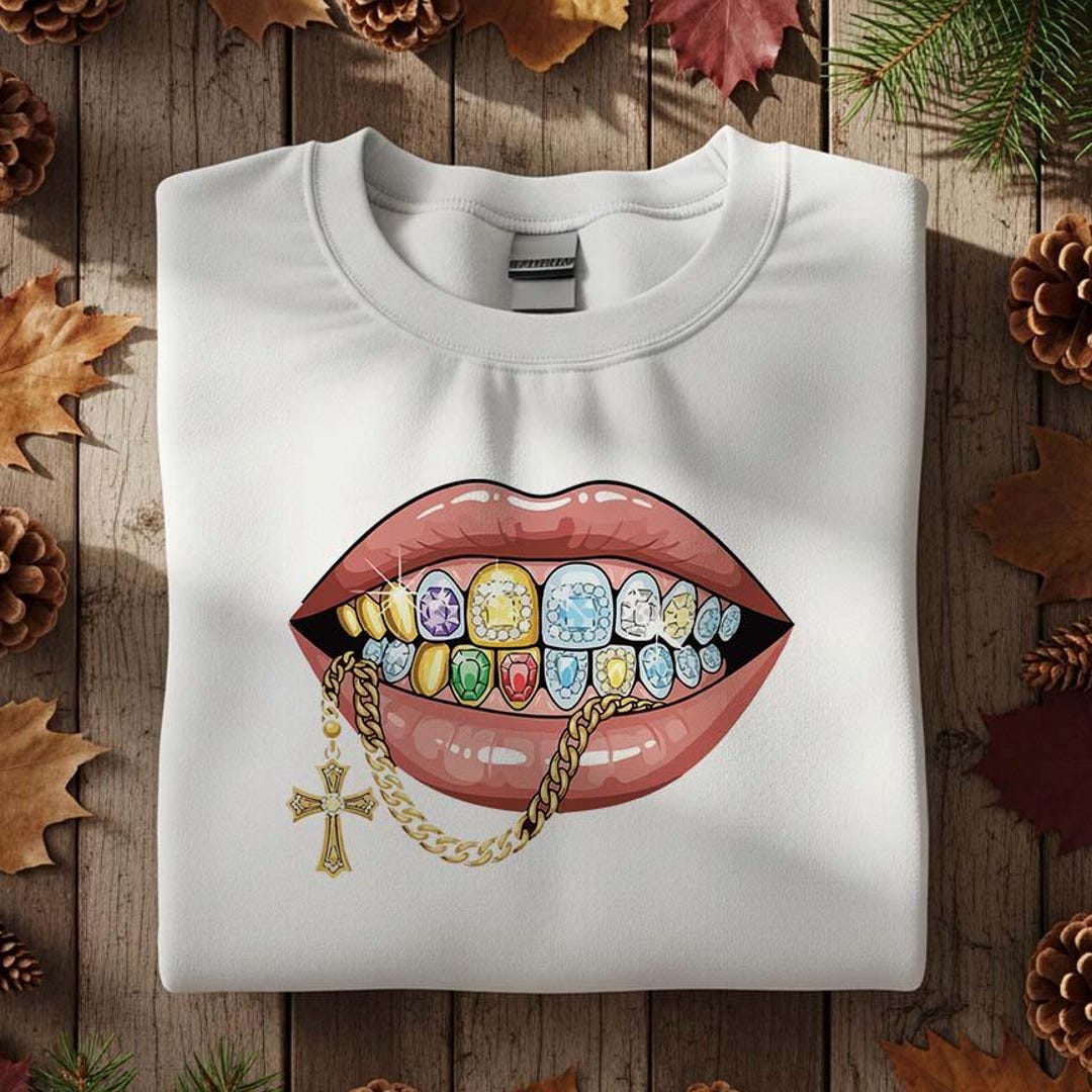 Iced Out Lips PNG – Diamond Grills, Gold Chain, Urban Streetwear ...