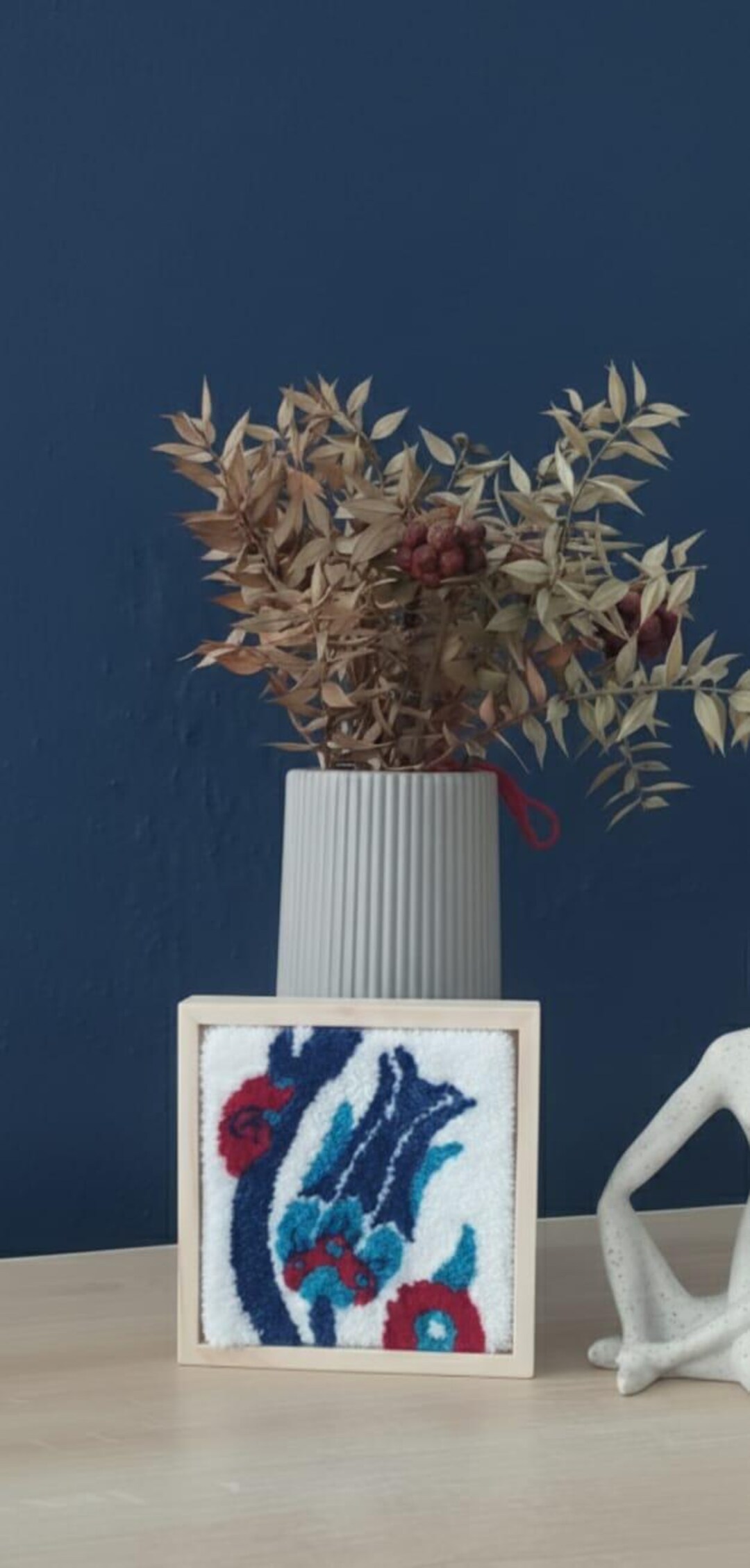 Handmade Turkish Tulip Tufted Wall Art , Ottoman Tile Decor (8x8 In ...