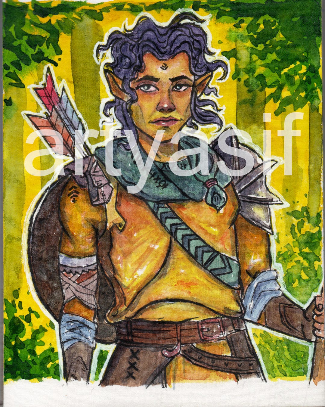Watercolor Elves Painting – Fantasy Art, Magical Woodland Illustration ...