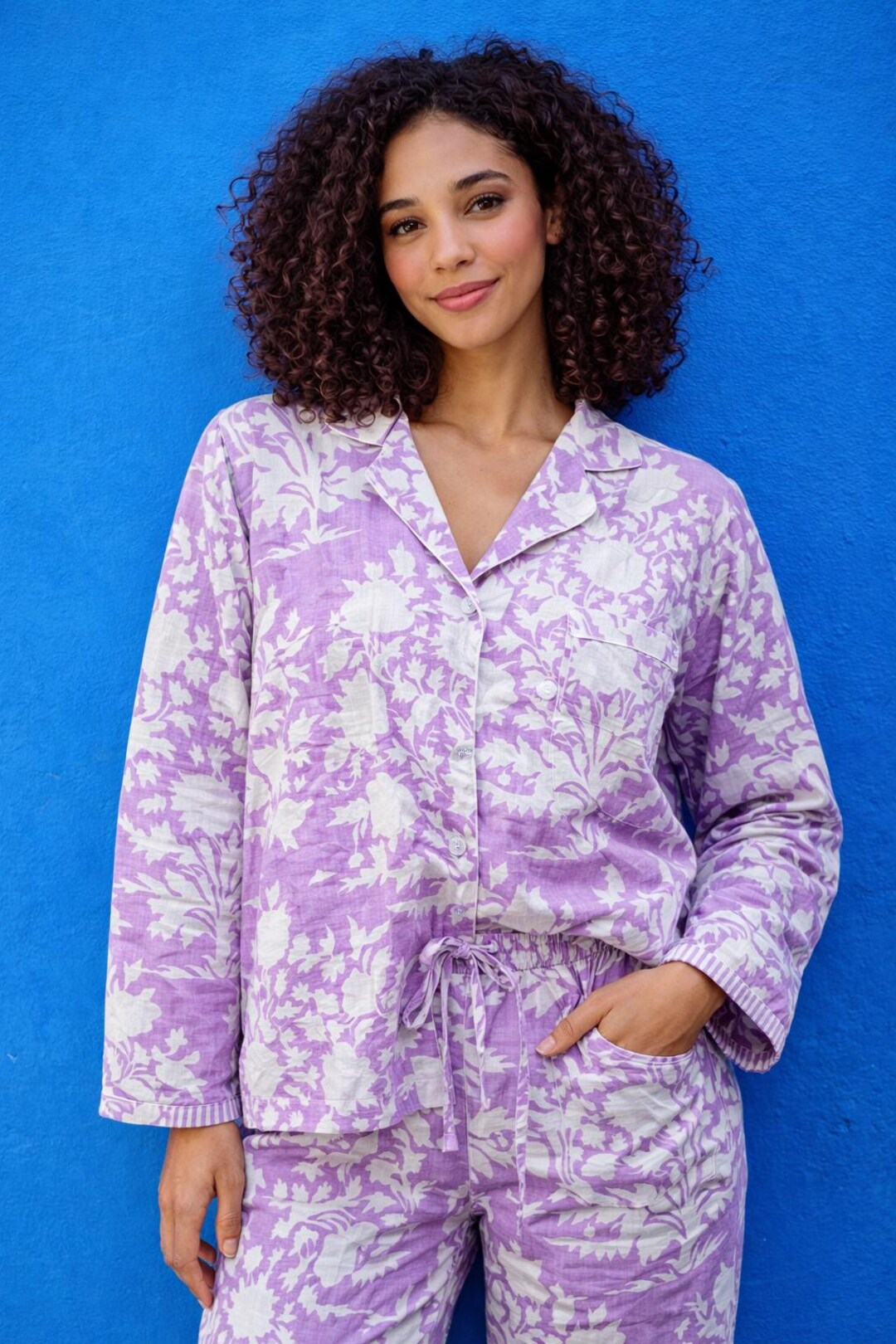 Block Print Pyjama Set, Hand Block Printed Cotton Loungewear, Floral ...