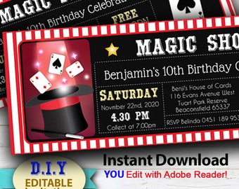 Magic Show Ticket Invitation - Etsy