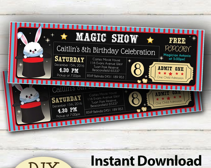 EDITABLE Instant Download Magic Show Party Invitations, Boy or Girls ...