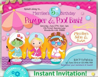 Pamper Party Invitation Mani, Pedi or Spa Invitation Instant Download ...