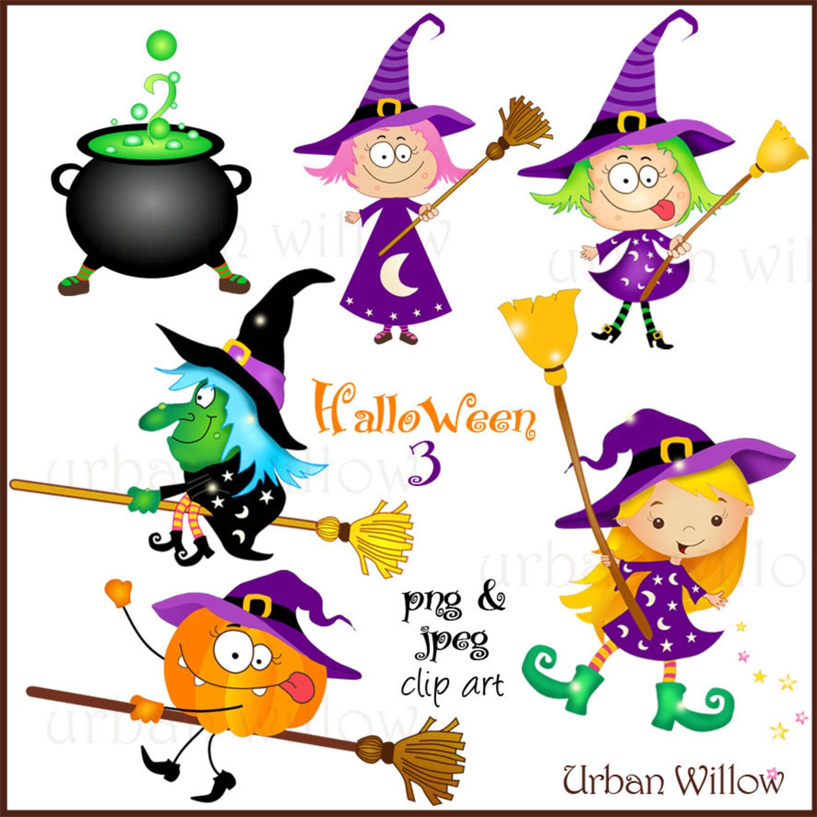 Funny Halloween Clipart Witch Clipart Clipart Cute Witch - Etsy