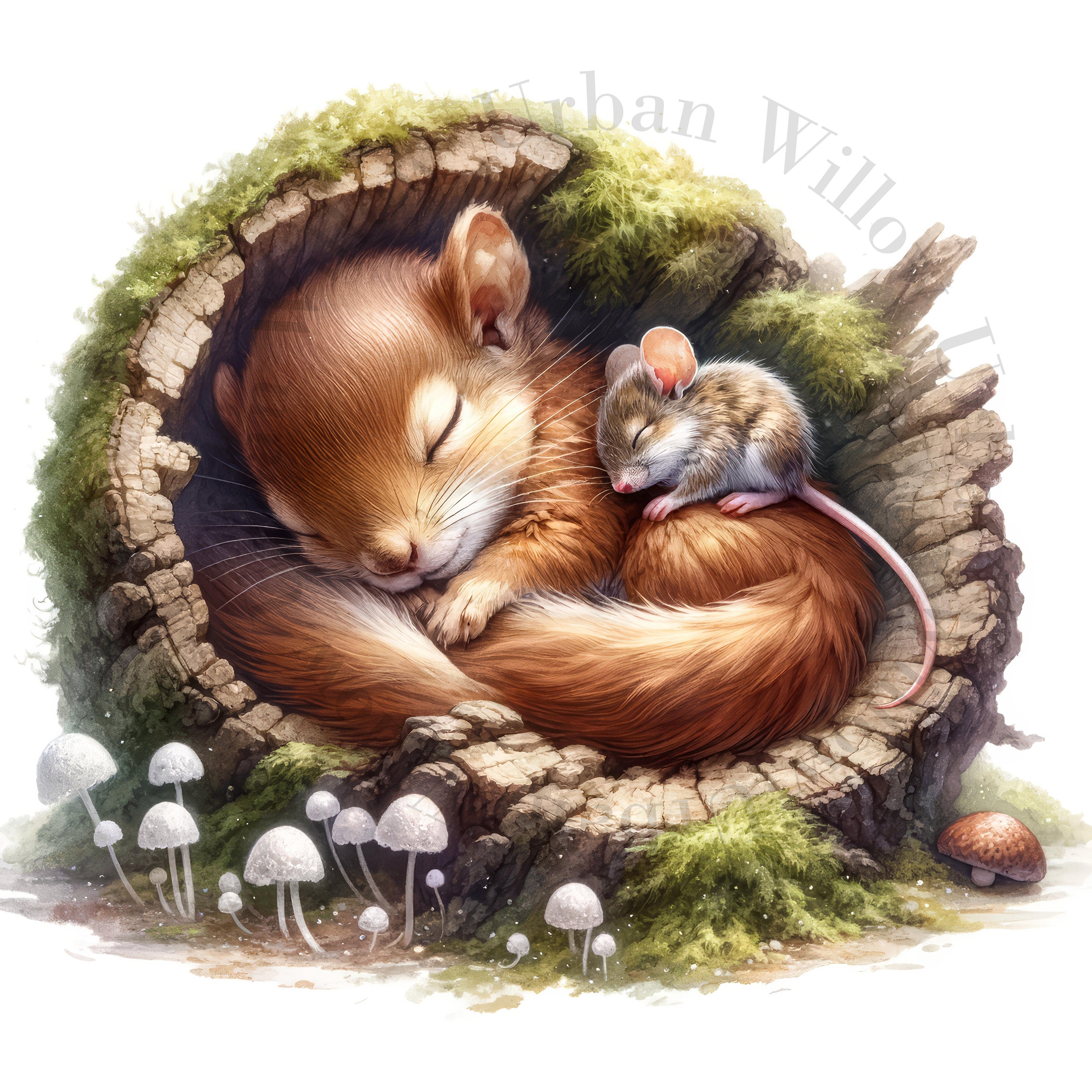 10 Cute Woodland Animals Sleeping Clipart. High Definition JPEG Images ...