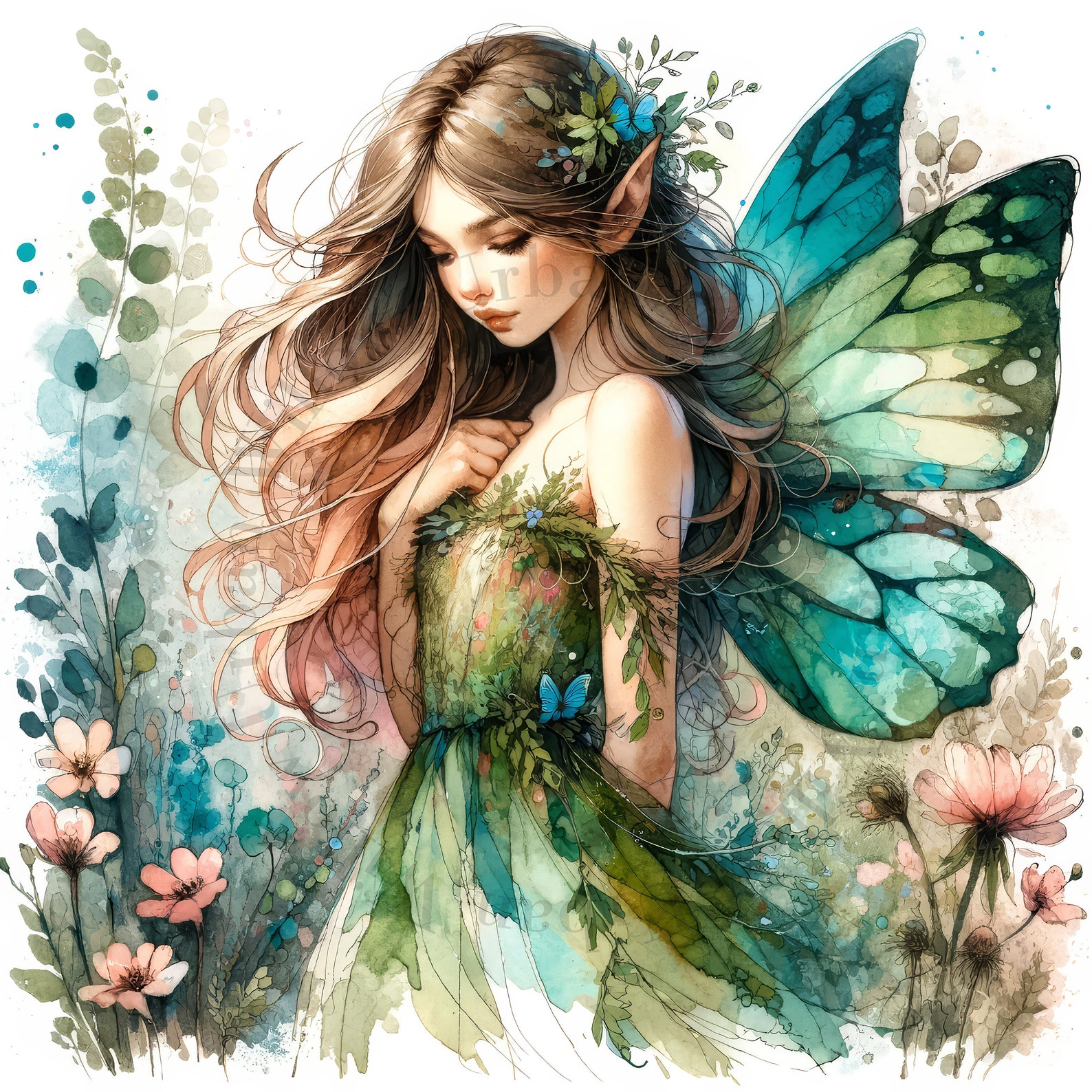 9 Fairies, Ethereal Forest Fairies, Watercolor Clipart, Wall Prints ...