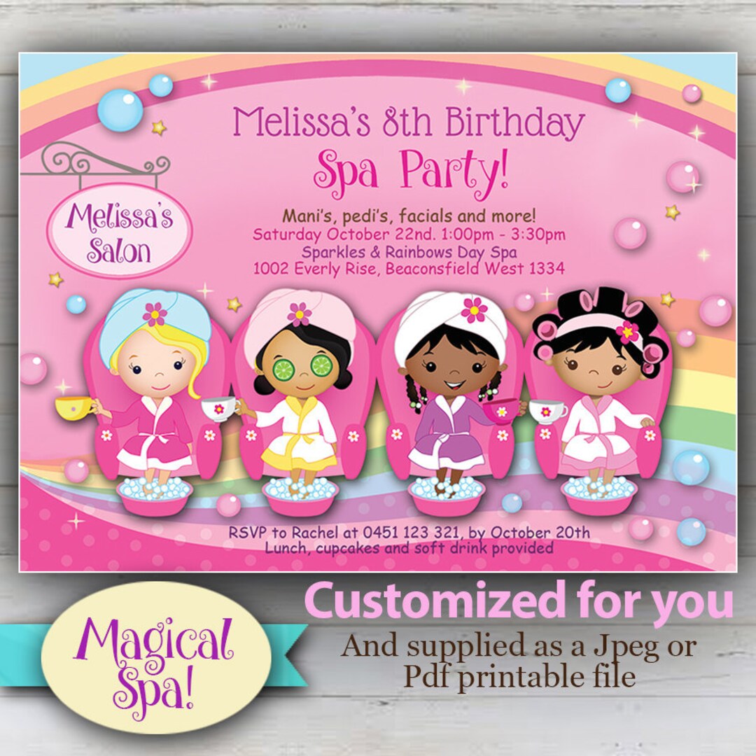 CUSTOMIZED Magical Spa Invitation Magical Pamper Party With - Etsy