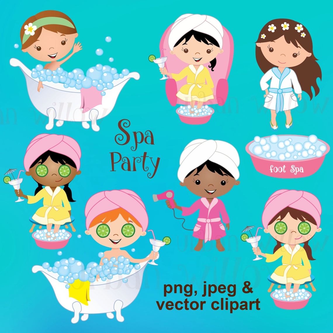 Spa Party Clipart Day Spa Clipart Clipart Bubbles Clipart - Etsy