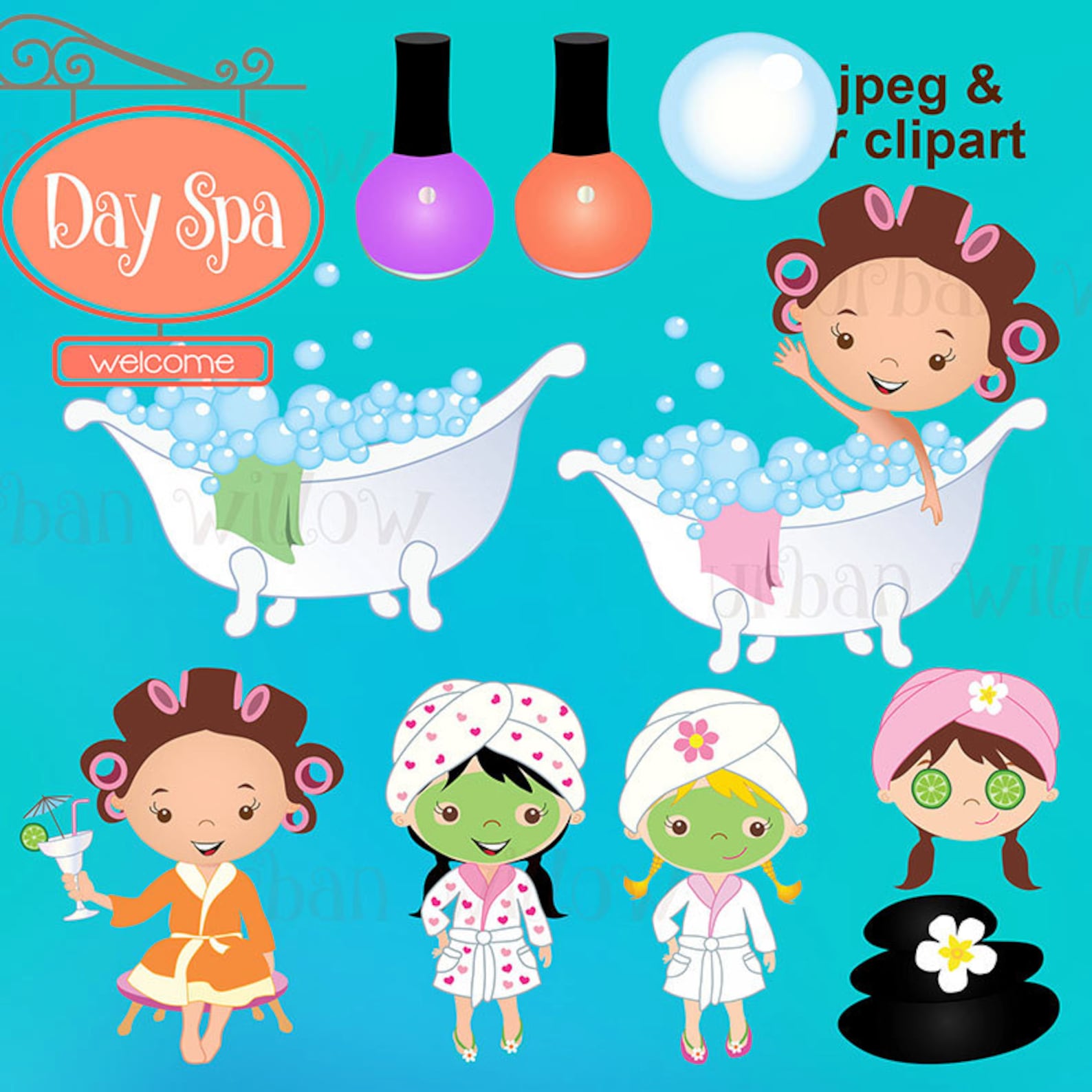 Spa Party/ Day Spa 40 Piece Clip Art Set in Premium Quality - Etsy