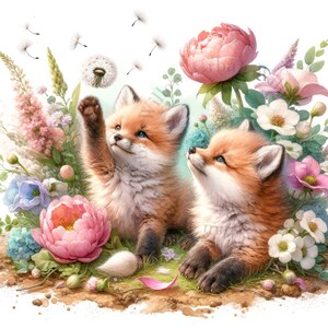 Cute Animals Clipart, Hamster, Rabbit, Fox and Mouse. Garden ...