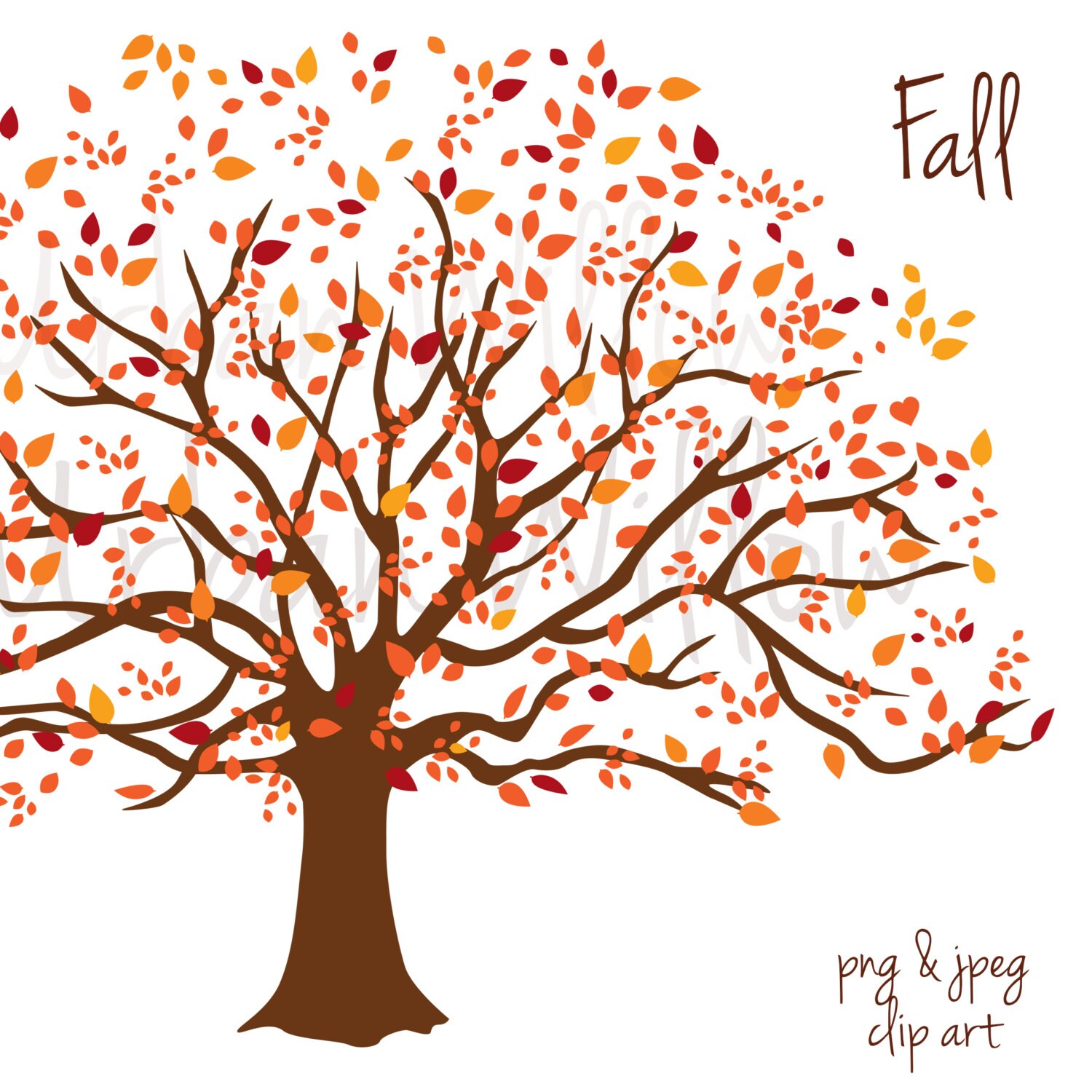 FALL Clip art tree Clip art image in 3 sizes Small to | Etsy