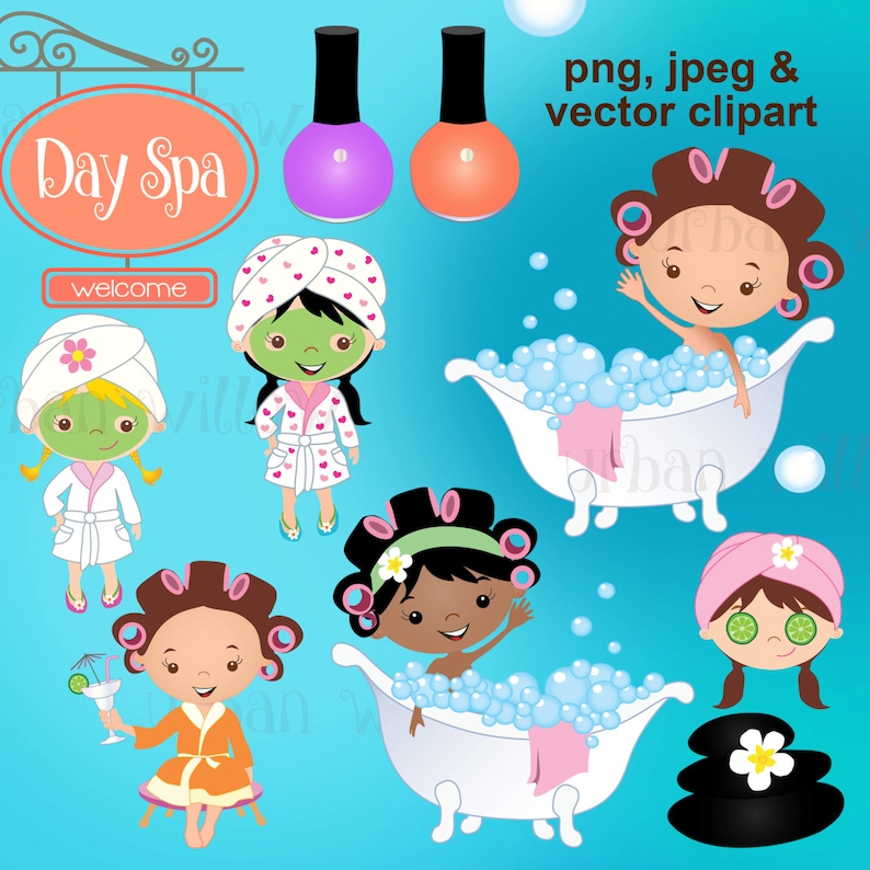 Spa Party Clipart Day Spa Clipart Clipart Bubbles Clipart - Etsy