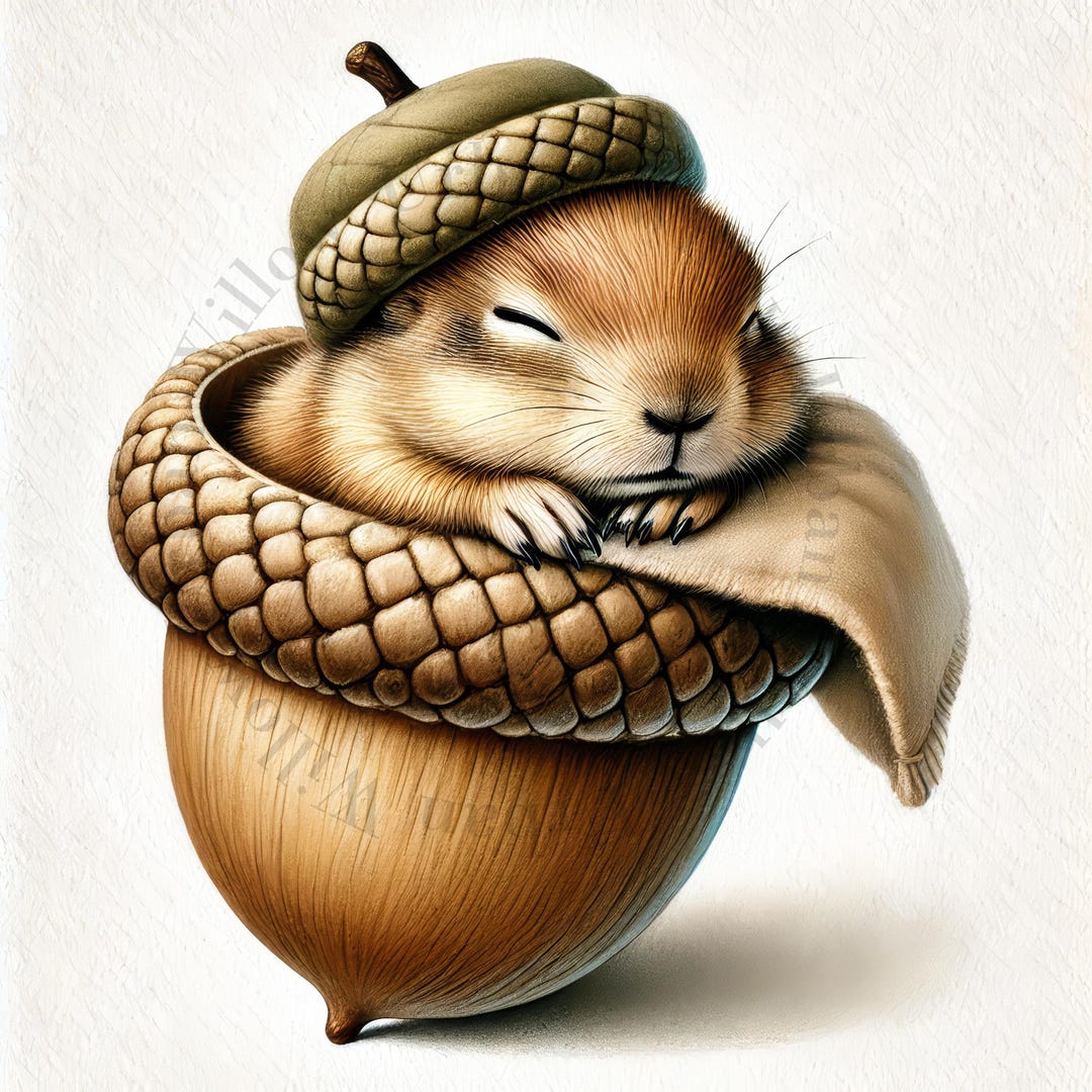 10 Animals Asleep Inside Acorns. Acorn and Cute Animals. High ...