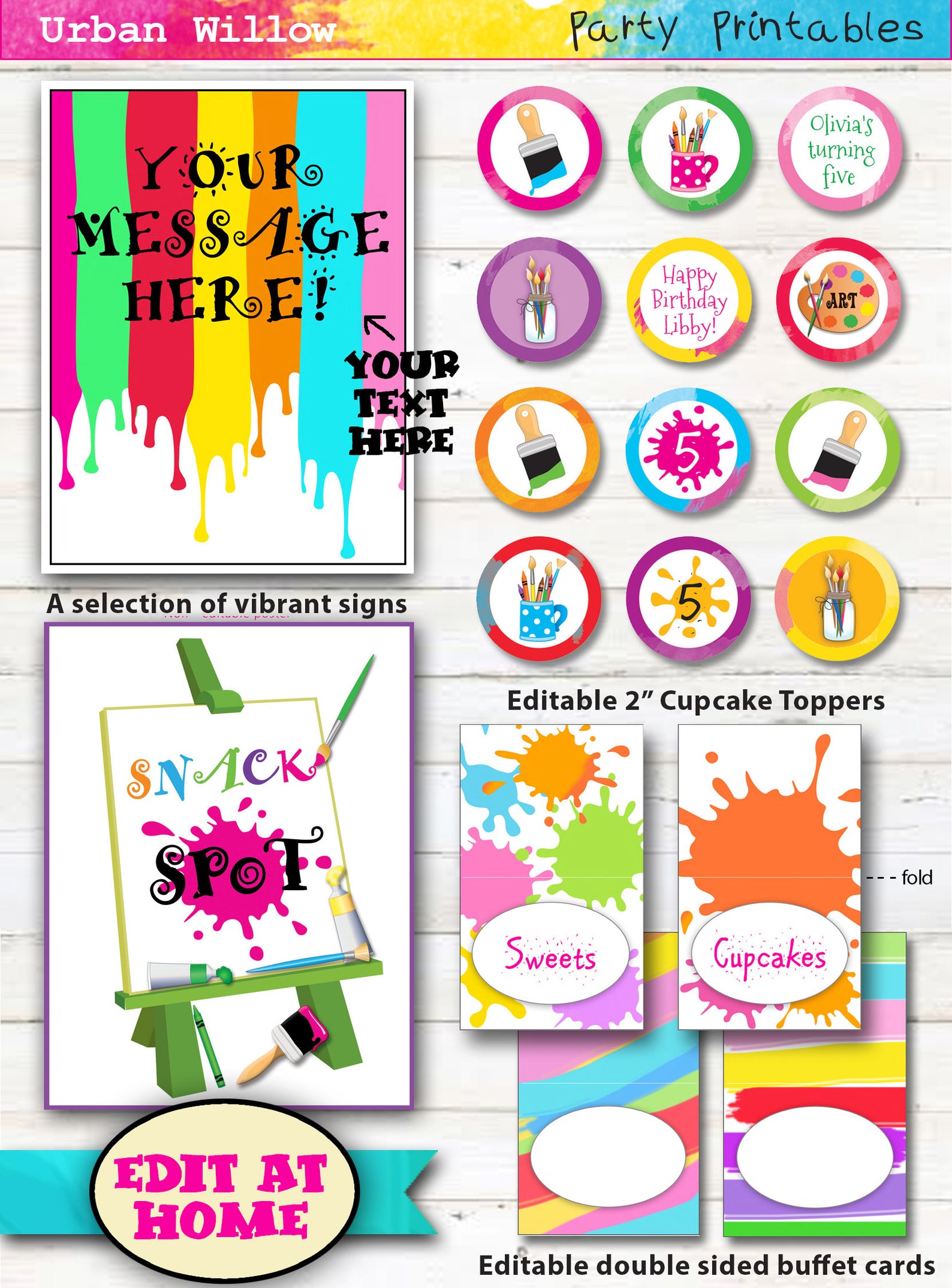 EDITABLE D.I.Y. Editable Art Party Kit Painting Party | Etsy