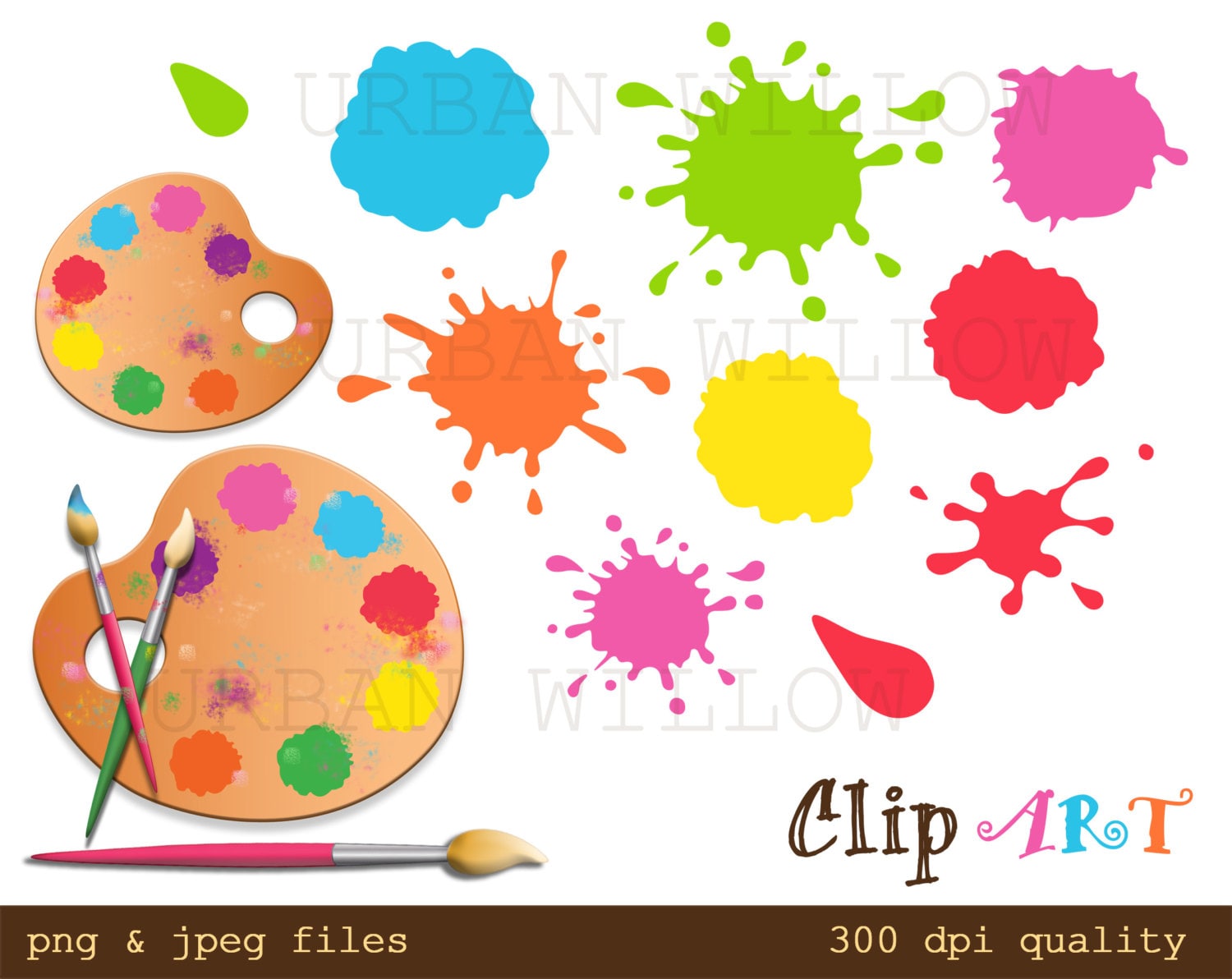 Artist Clipart Digital Clipart Paint Splashes Commercial Use | Etsy