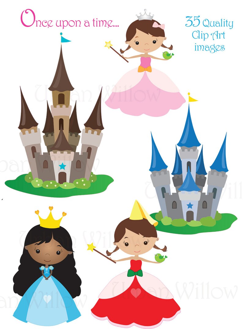 ULTIMATE PRINCESS PACK - 35 Clip Art Fairy Tale Image Set, for Small ...