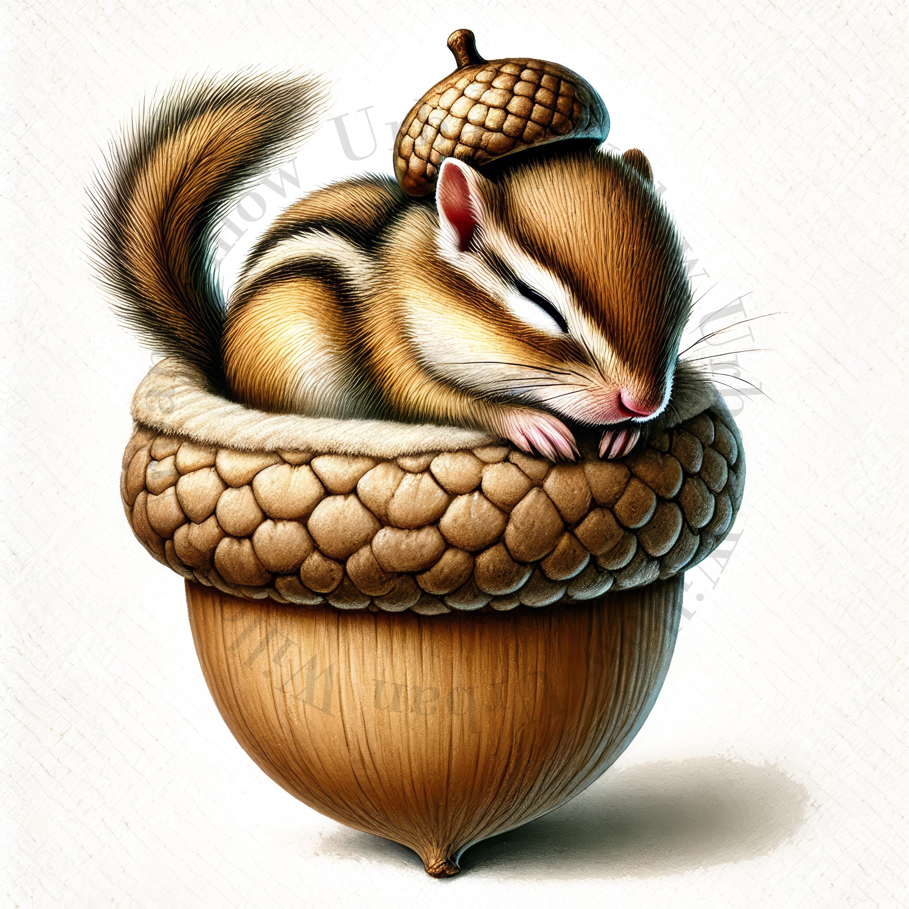 10 Animals Asleep Inside Acorns. Acorn and Cute Animals. High ...