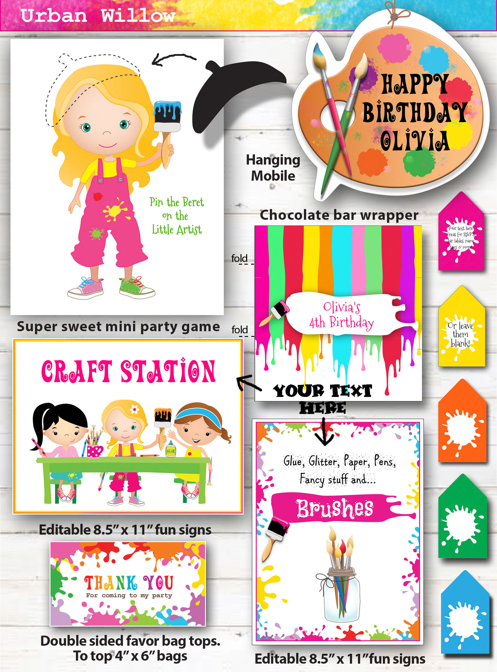 EDITABLE ART PARTY Printables Art Party Invitation Painting | Etsy