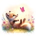 10 Cute Animals Clipart, Fox and Butterfly. Flowers, Garden, Watercolor ...