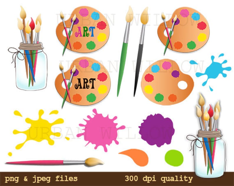Artist Clipart, Digital Clipart Paint Splashes, Commercial Use OK ...