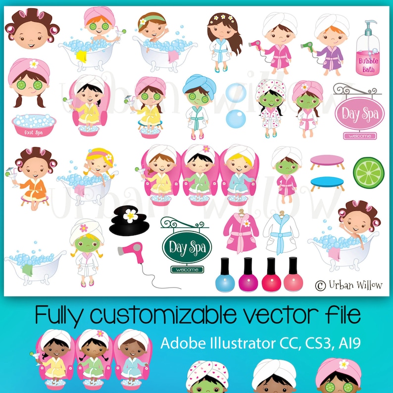 Spa Party Clipart Day Spa Clipart Clipart Bubbles Clipart - Etsy