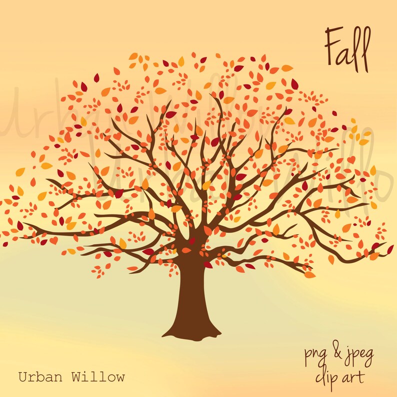 FALL Clip art tree Clip art image in 3 sizes Small to | Etsy