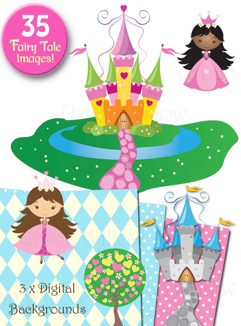 ULTIMATE PRINCESS PACK - 35 Clip Art Fairy Tale Image Set, for Small ...